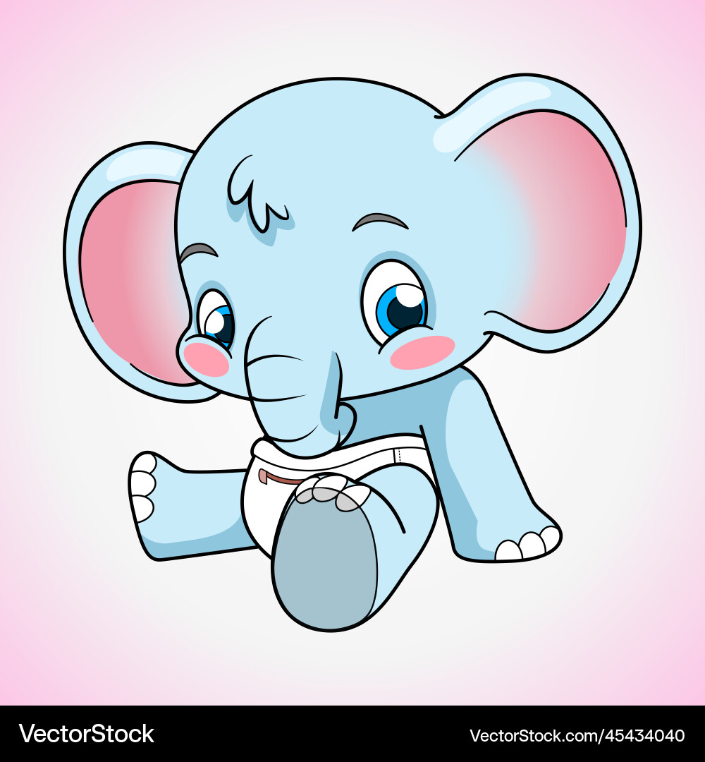 Cute little elephant cartoon Royalty Free Vector Image