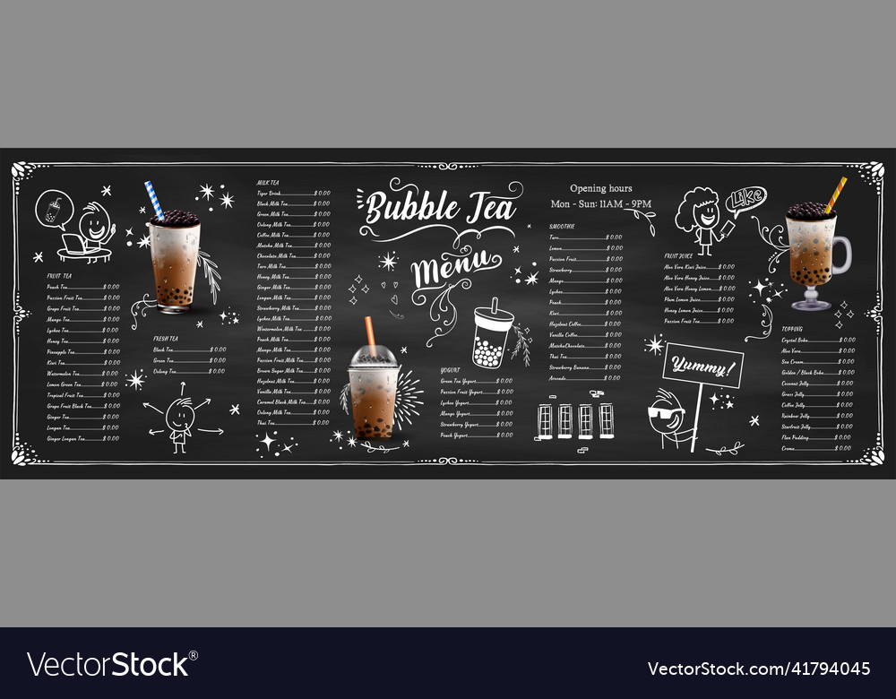 Bubble milk tea pearl milk tea different sorts Vector Image Bubble milk tea pearl milk tea different sorts Vector Image