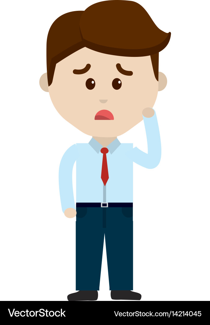 Businessman line cartoon face sad expression Vector Image