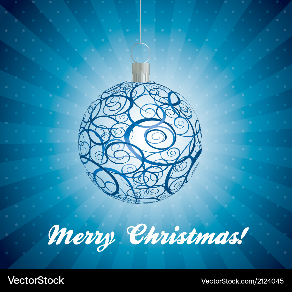 Christmas ball over blue background card Vector Image