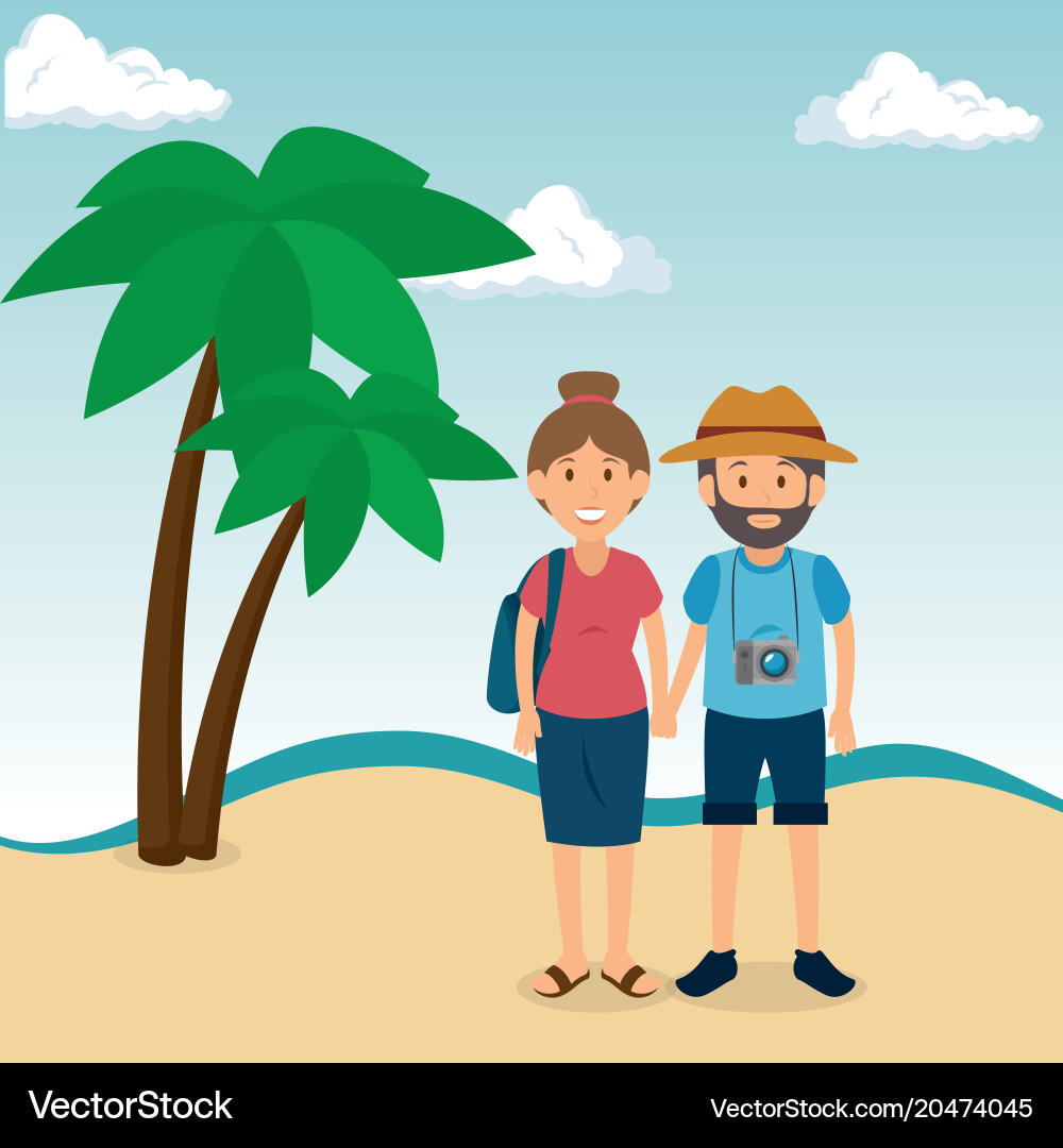 Couple in the beach summer vacations Royalty Free Vector