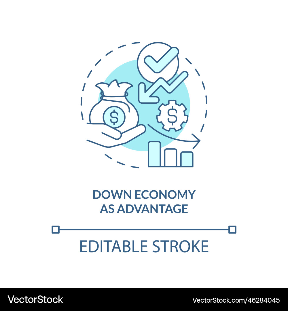 Down economy as advantage turquoise concept icon Vector Image