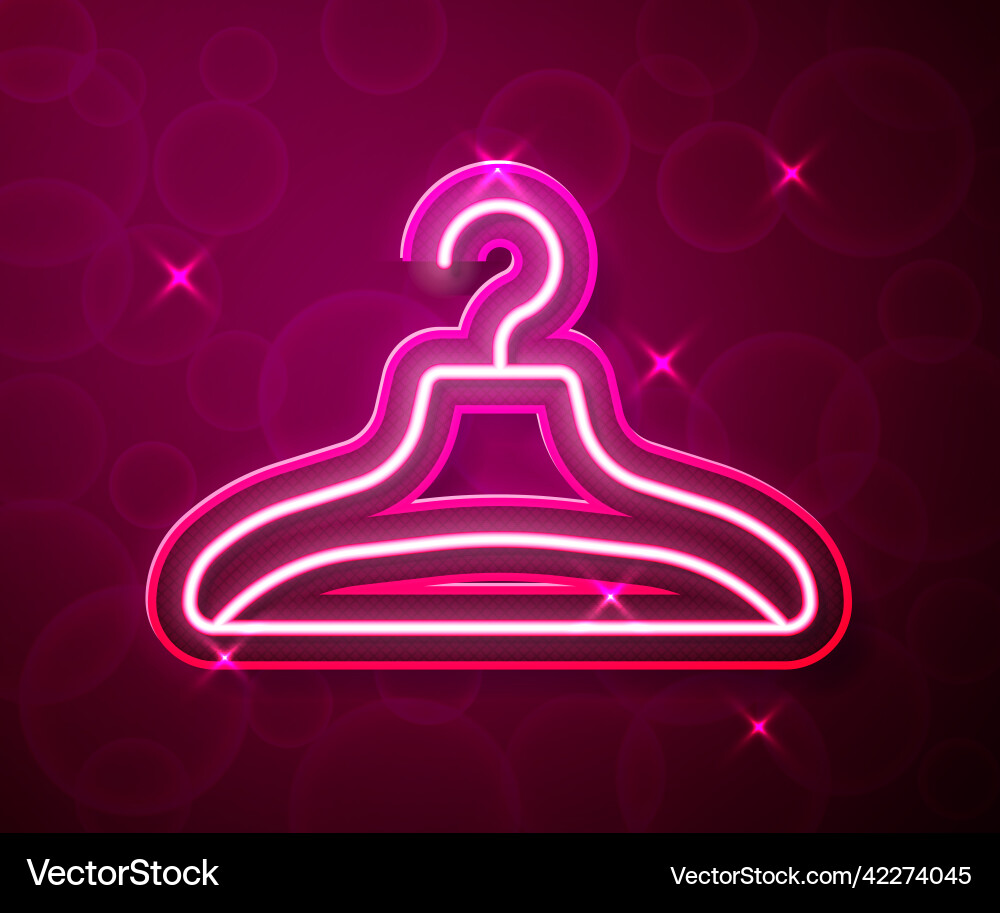 Glowing neon line hanger wardrobe icon isolated Vector Image