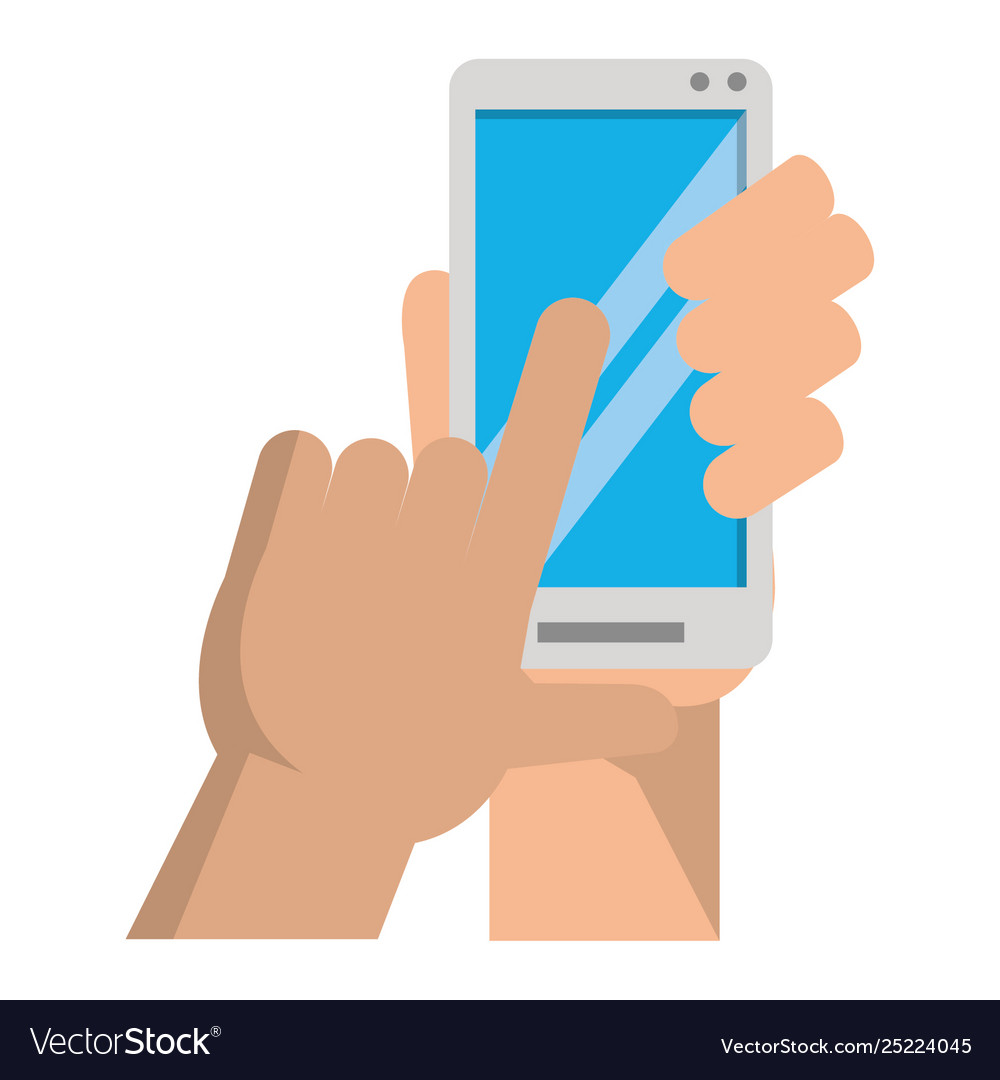 Hands using cellphone Royalty Free Vector Image