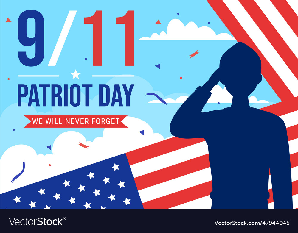 Happy usa patriot day with united states flag 911 Vector Image