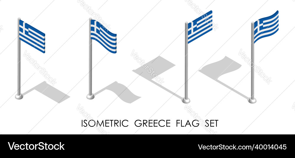 Isometric flag of greece in static position Vector Image
