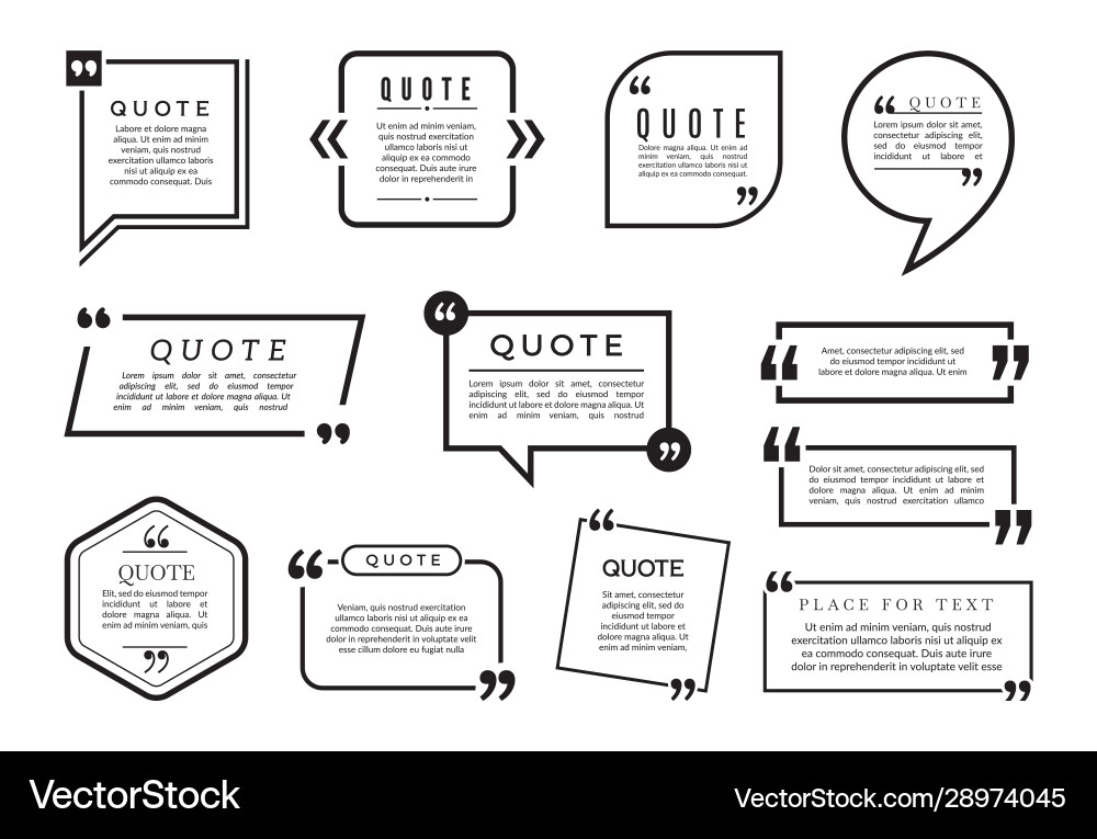 Quote bubbles set text boxes templates Royalty Free Vector