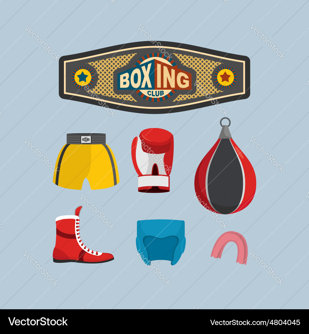 Set boxing icons boxing equipment Royalty Free Vector Image