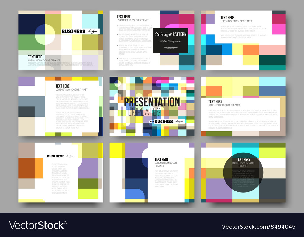 Set of 9 templates for presentation slides Vector Image