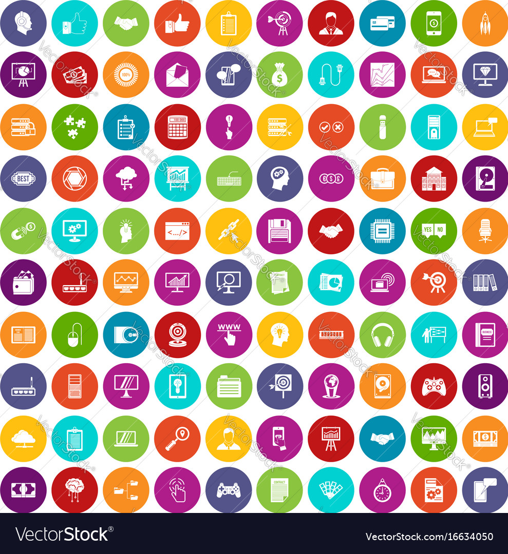 100 web development icons set color Royalty Free Vector