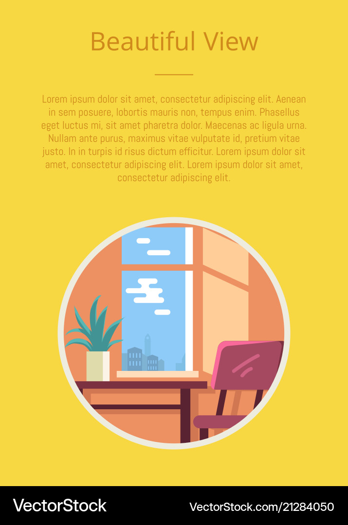 Beautiful view poster with circle icon room Vector Image