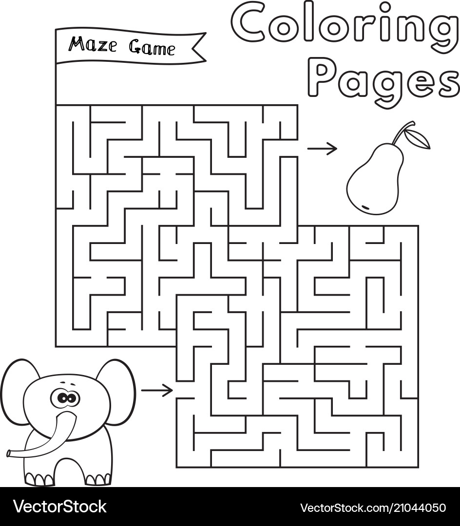 Cartoon elephant maze game Royalty Free Vector Image