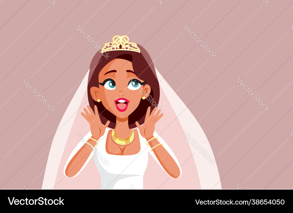 Cheerful bride reacting with excitement Royalty Free Vector