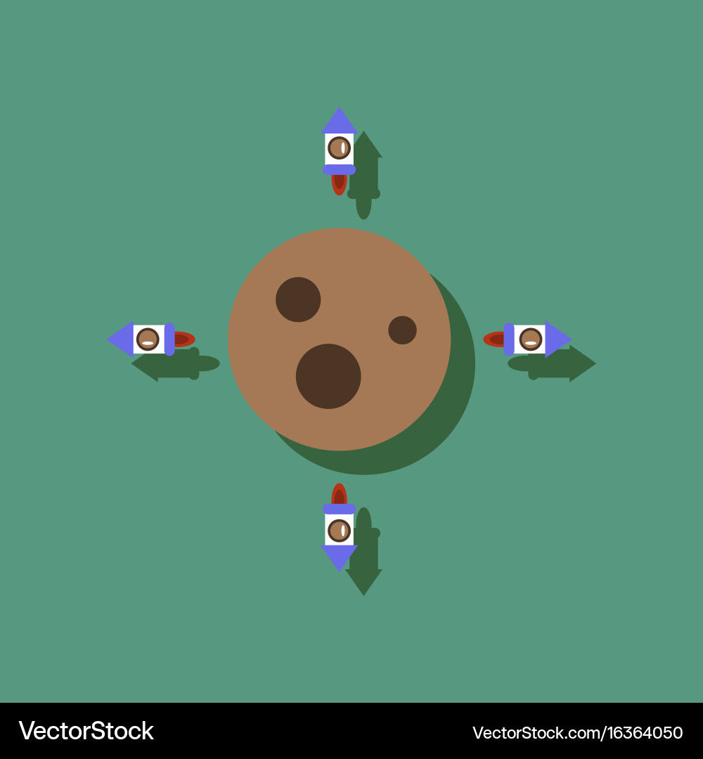 Flat icon design collection planet and rockets Vector Image