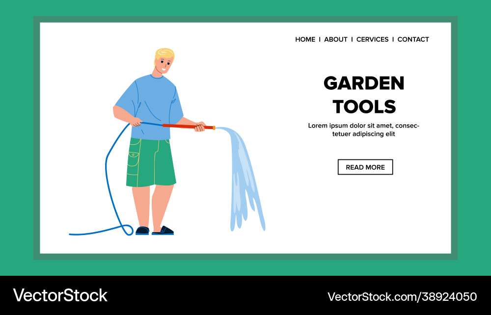 Garden tools using man farmer on farmland Vector Image