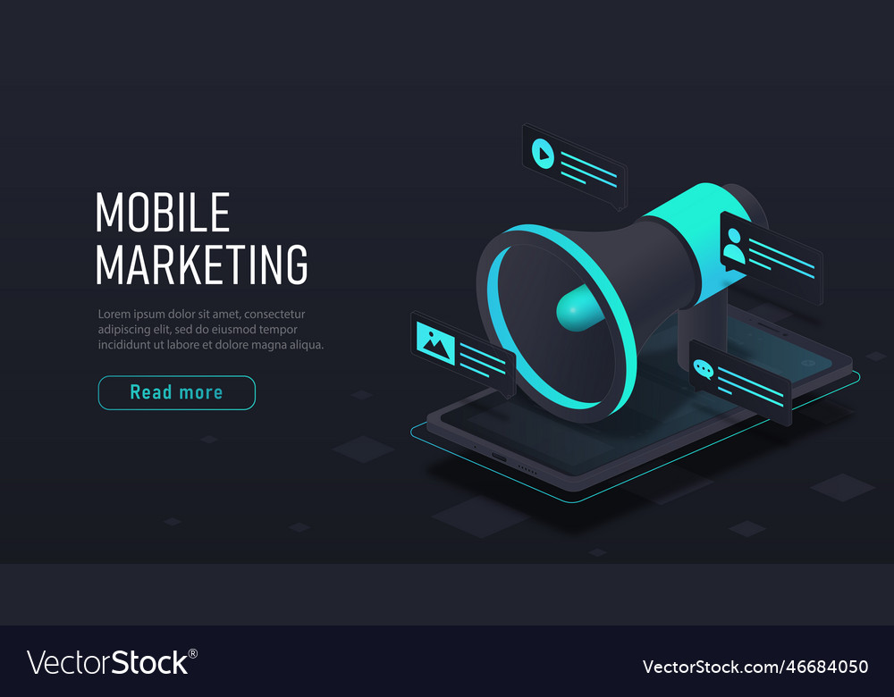 Isometric mobile marketing Royalty Free Vector Image