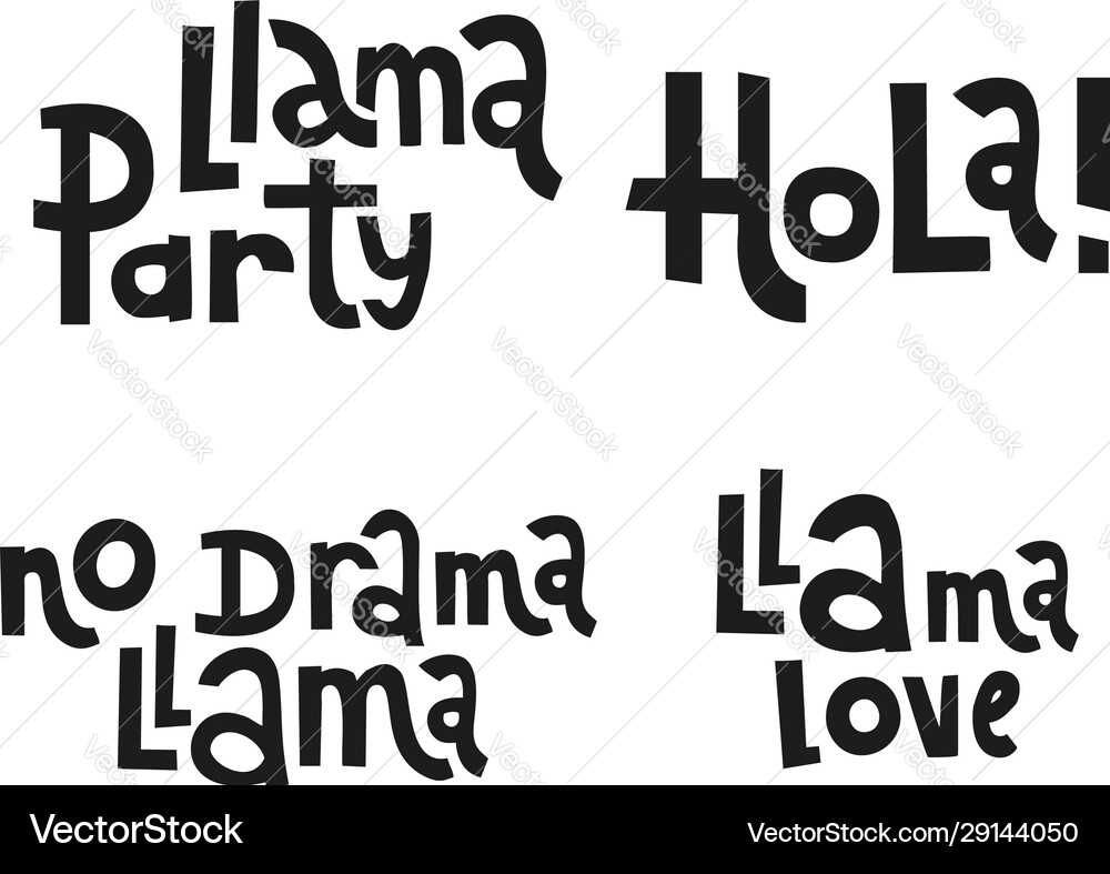 Lama lettering quote typography set isolated Vector Image
