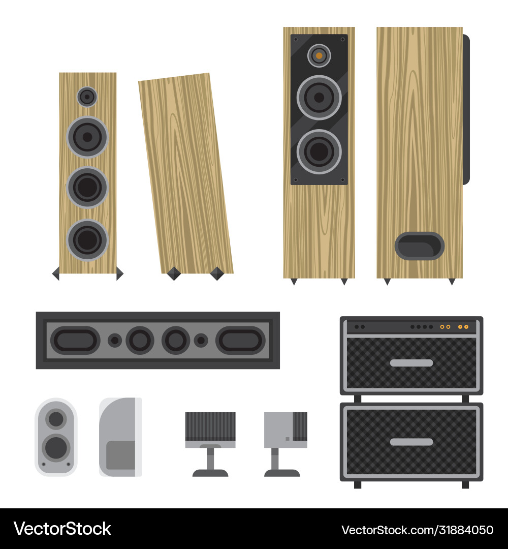 Music acoustic speaker set Royalty Free Vector Image
