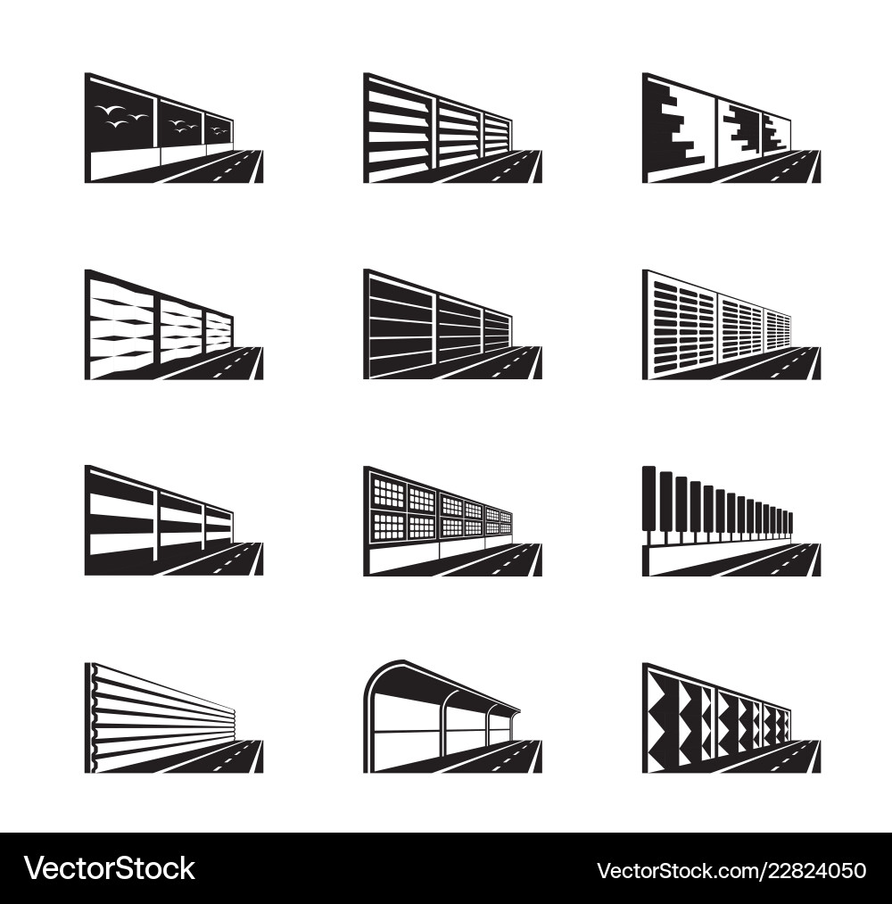 Noise barriers on highway Royalty Free Vector Image