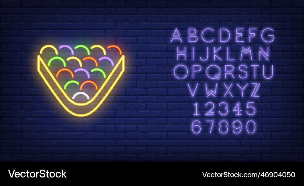 Pool balls in rack neon sign Royalty Free Vector Image