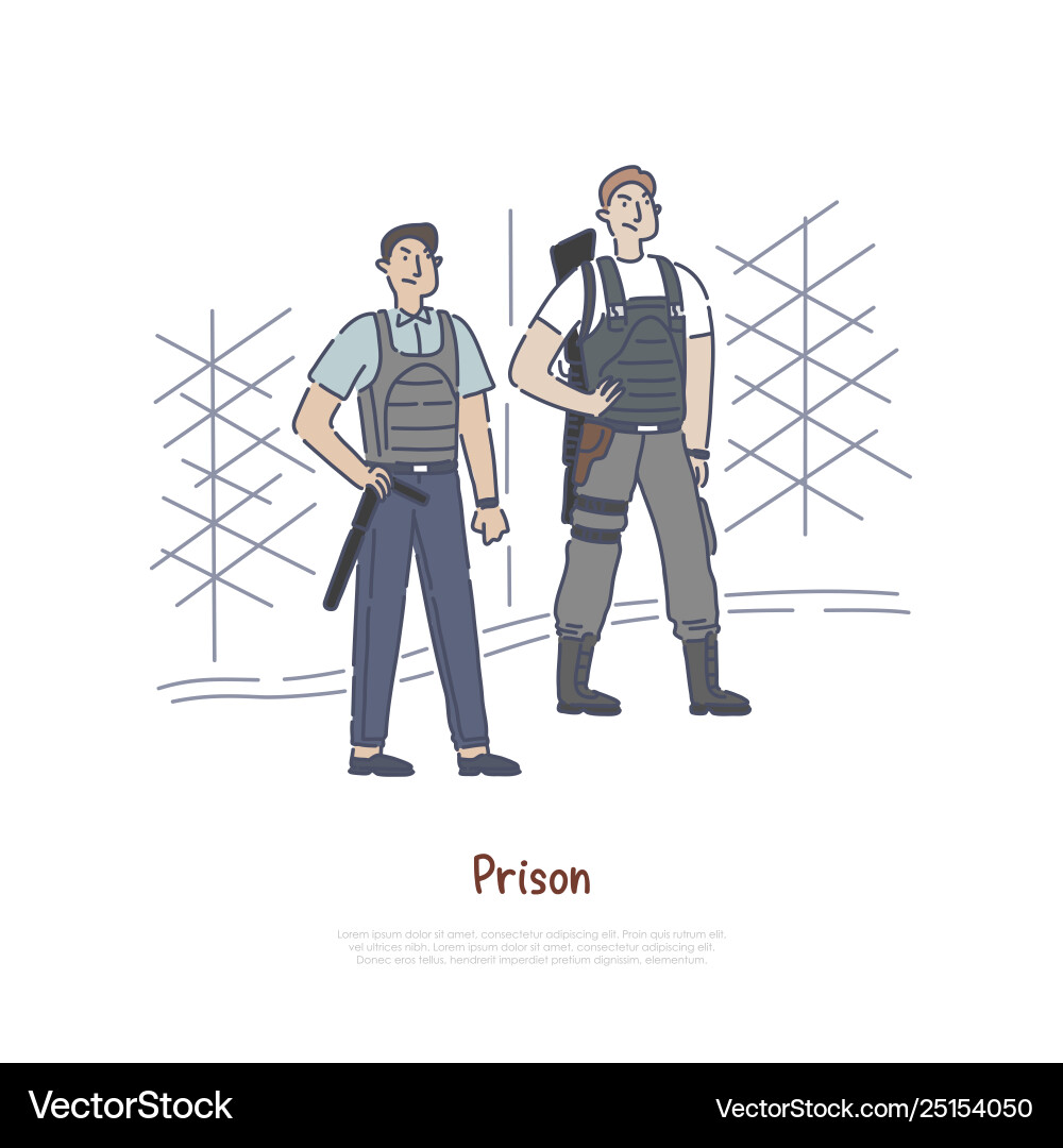 Prison guard with tools and equipment officer Vector Image