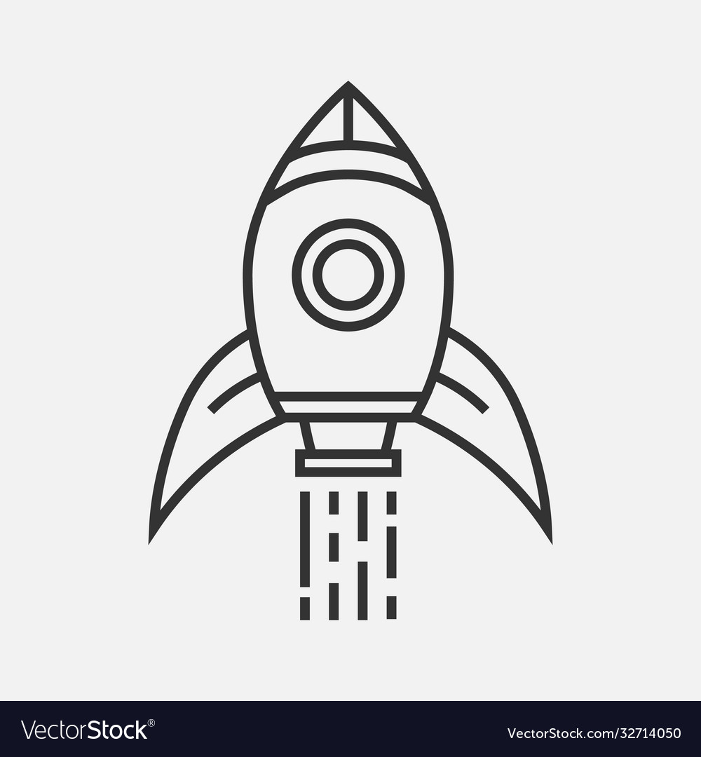 Rocket symbol linear icon Royalty Free Vector Image