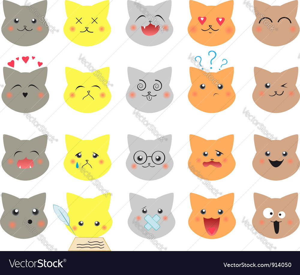 Set of emotions cat Royalty Free Vector Image - VectorStock