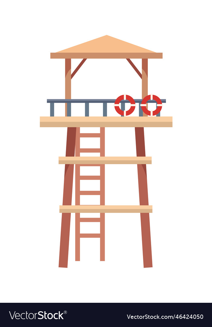 Wooden lifeguard station with stairs Royalty Free Vector