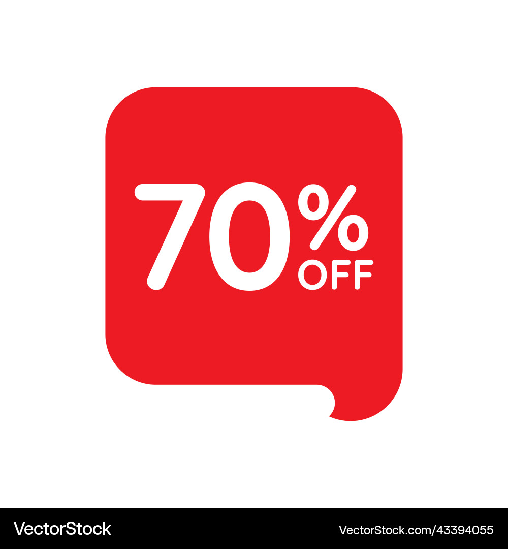 70 percent off tag icon on white background Vector Image