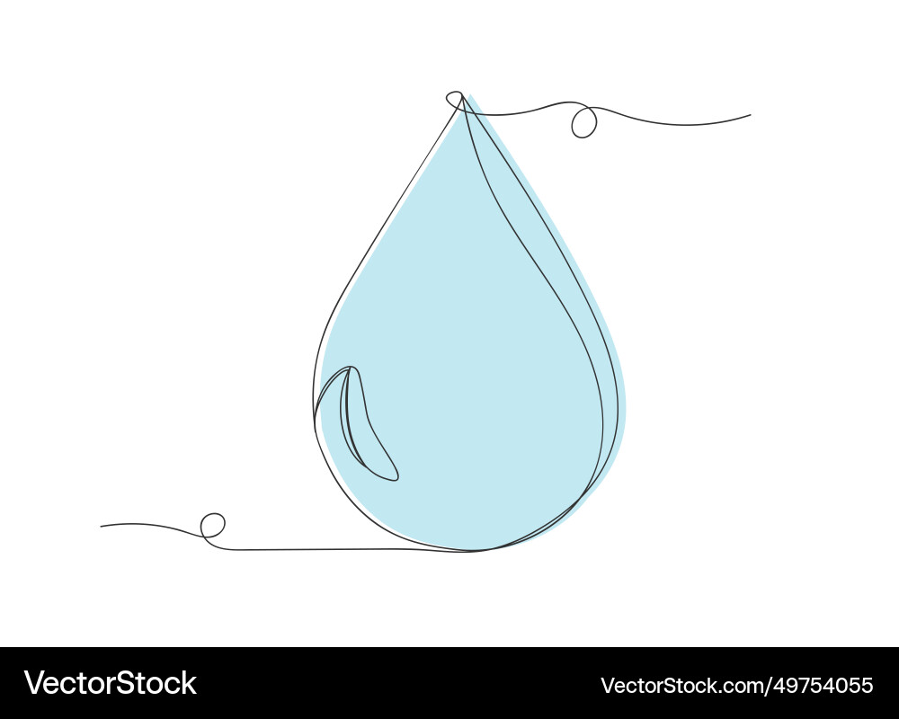 Continuous one line art liquid water droplet Vector Image