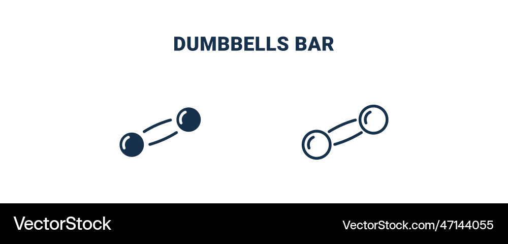 Dumbbells bar icon outline and filled Royalty Free Vector