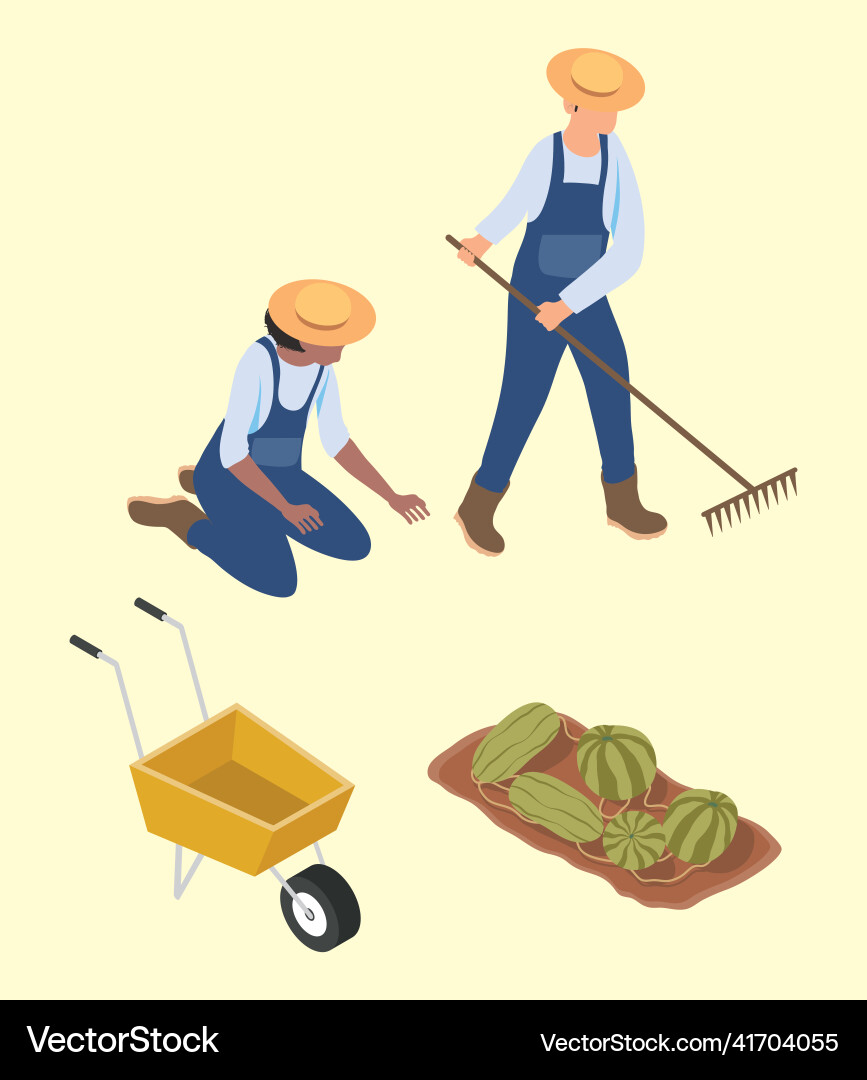 Four isometric farming icons Royalty Free Vector Image