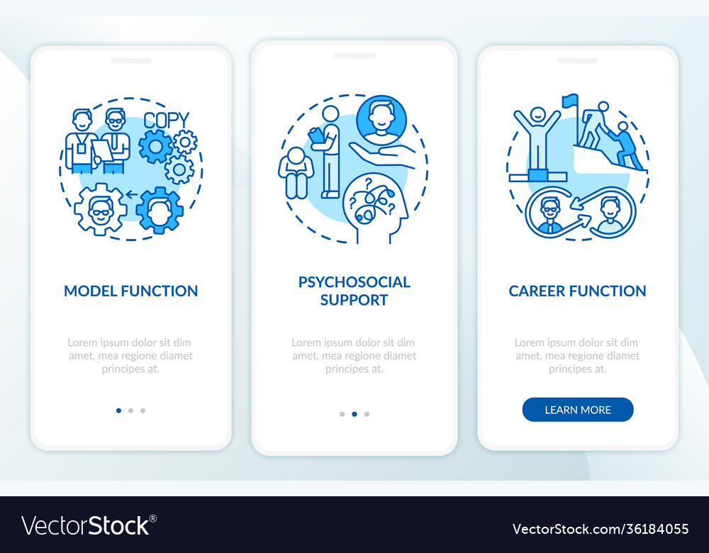 Functions mentor onboarding mobile app page Vector Image