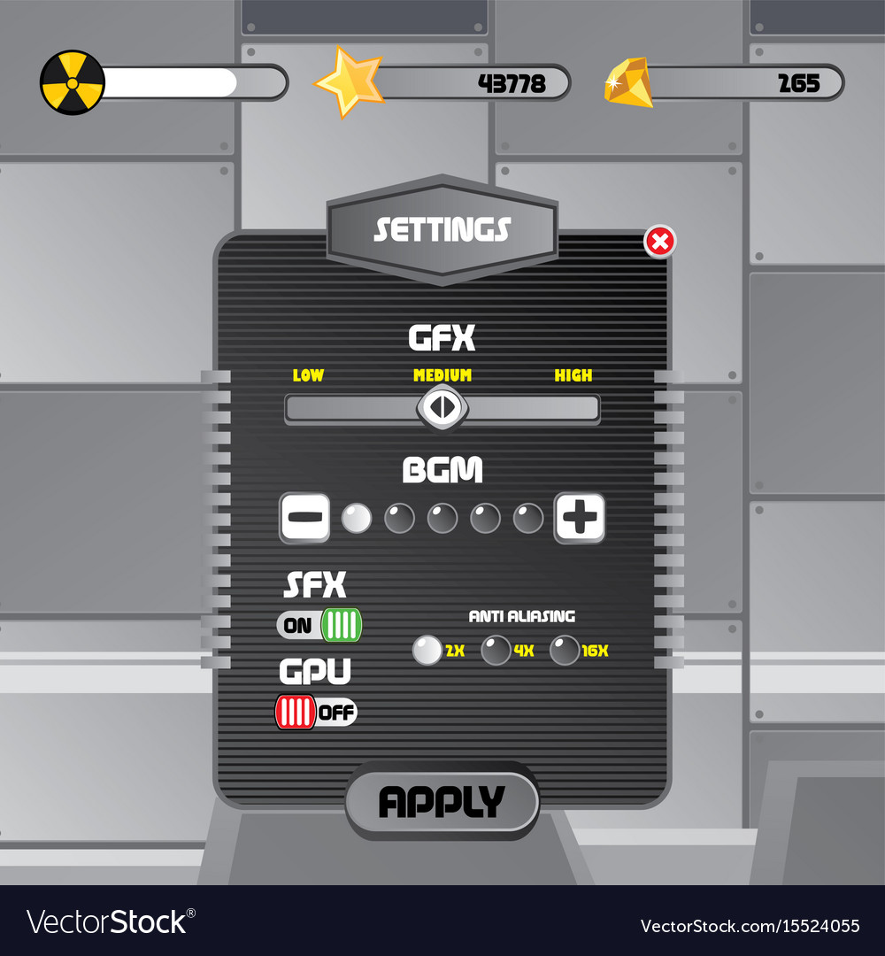 Game Asset Menu Layer Video Icon Sign Royalty Free Vector