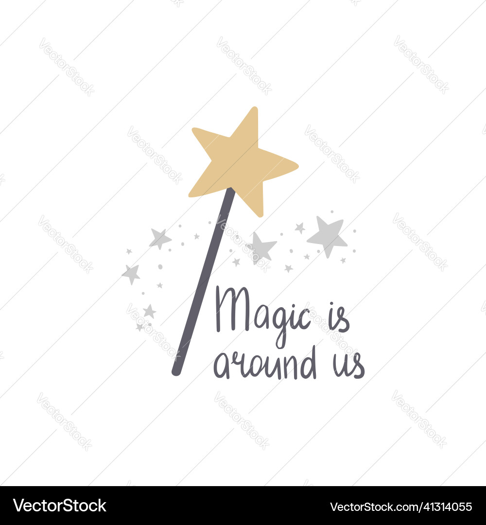 Image of magic stick and lettering text Royalty Free Vector