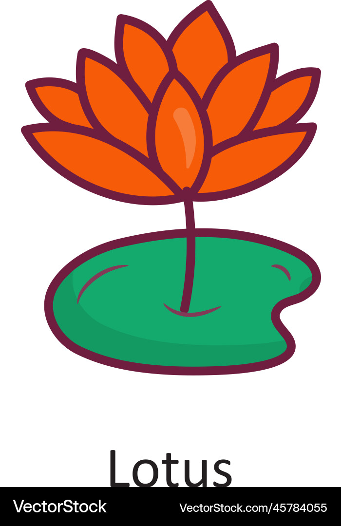 Lotus fill outline icon design Royalty Free Vector Image