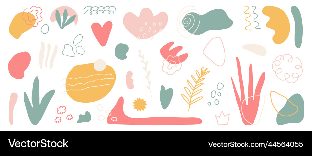 Organic shapes set on white background minimal Vector Image