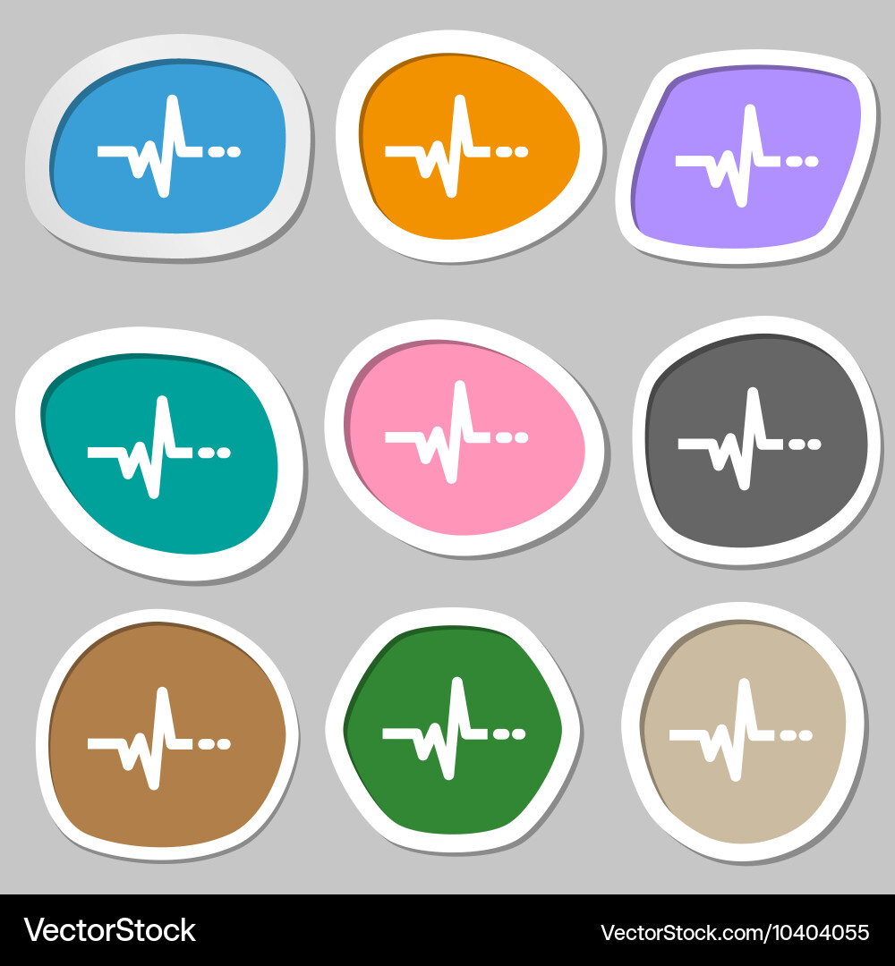Pulse symbols Multicolored paper stickers Vector Image