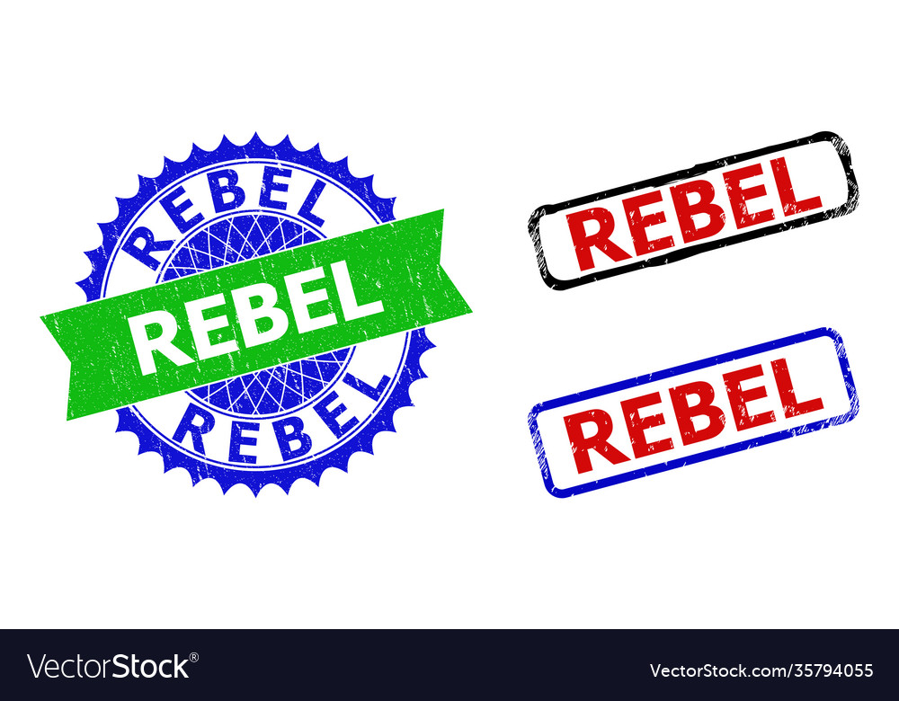 Rebel rosette and rectangle bicolor watermarks Vector Image