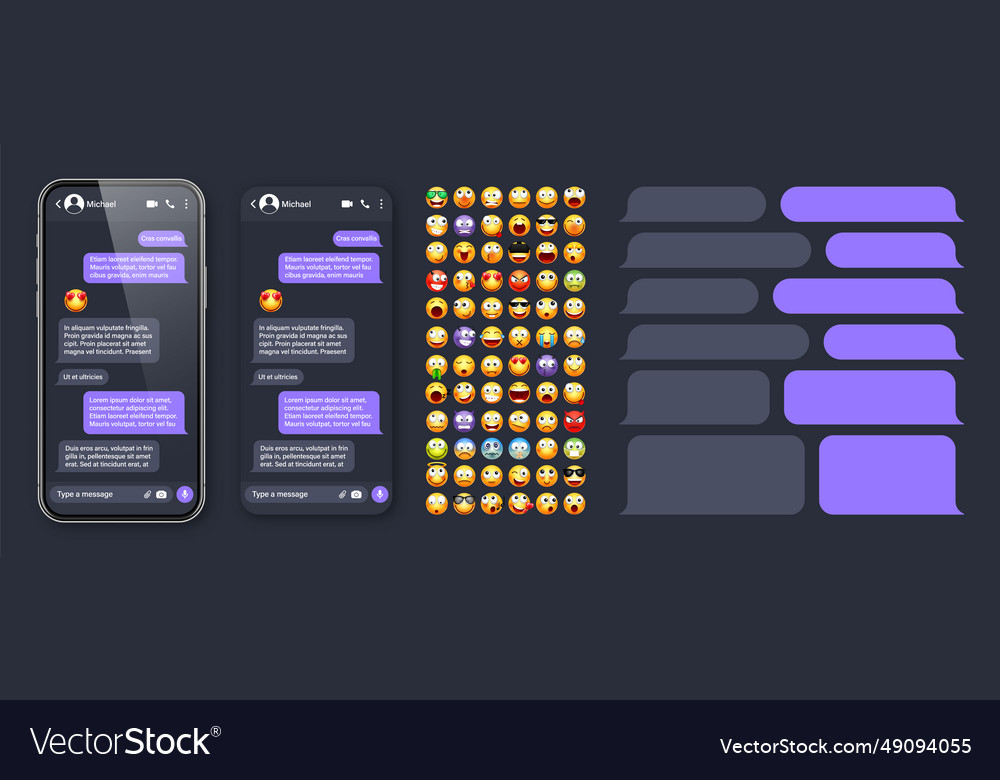 Smartphone messaging app user interface Royalty Free Vector