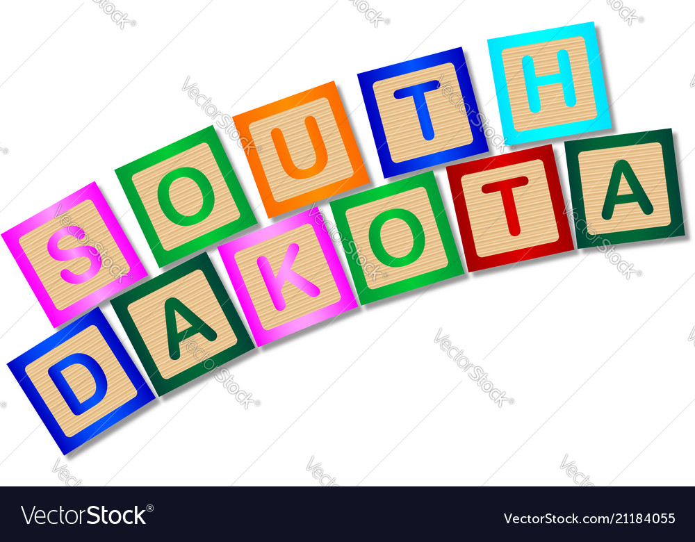 South dakota wooden block letters Royalty Free Vector Image