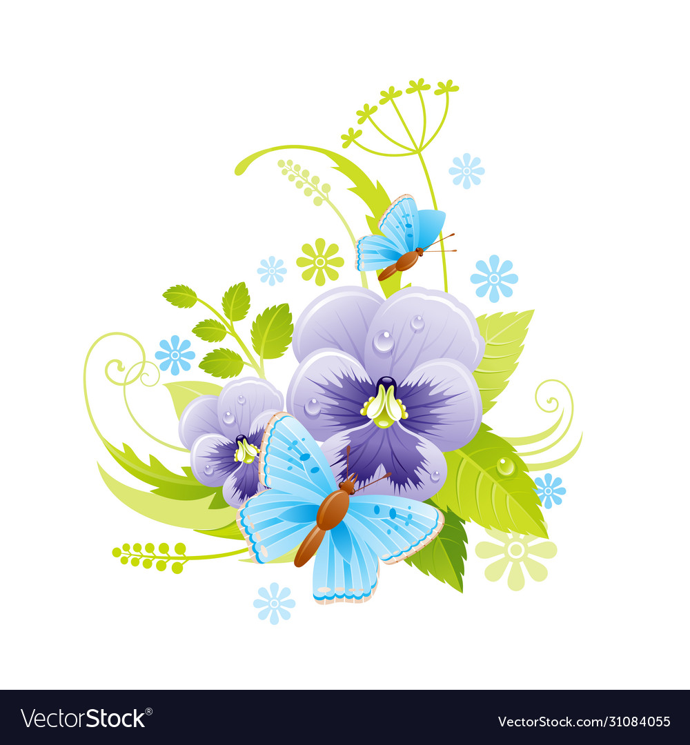 Spring flower icon viola pansy floral symbol Vector Image