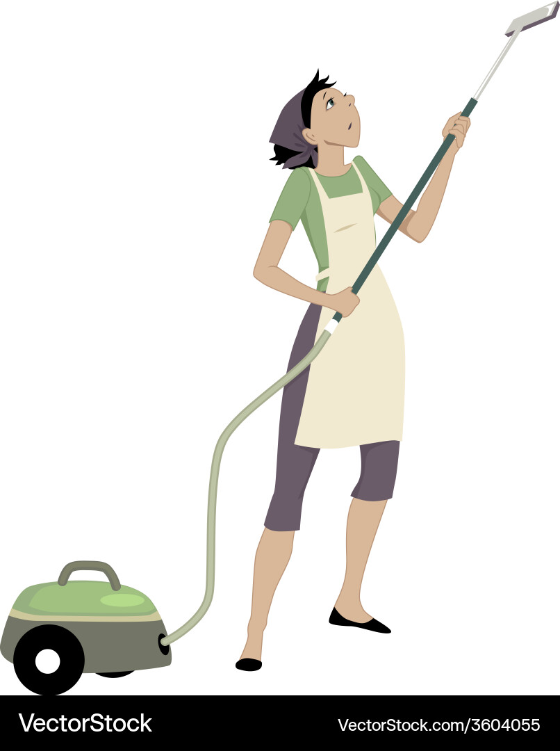Woman with a vacuum cleaner Royalty Free Vector Image
