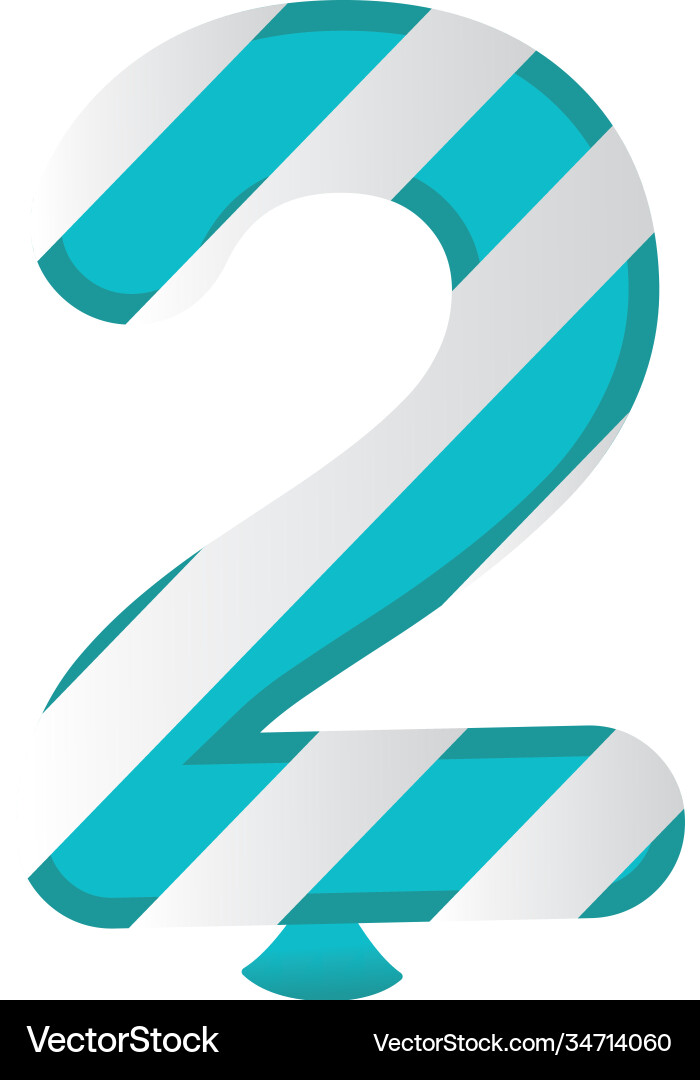 Balloon helium number two with stripes floating Vector Image