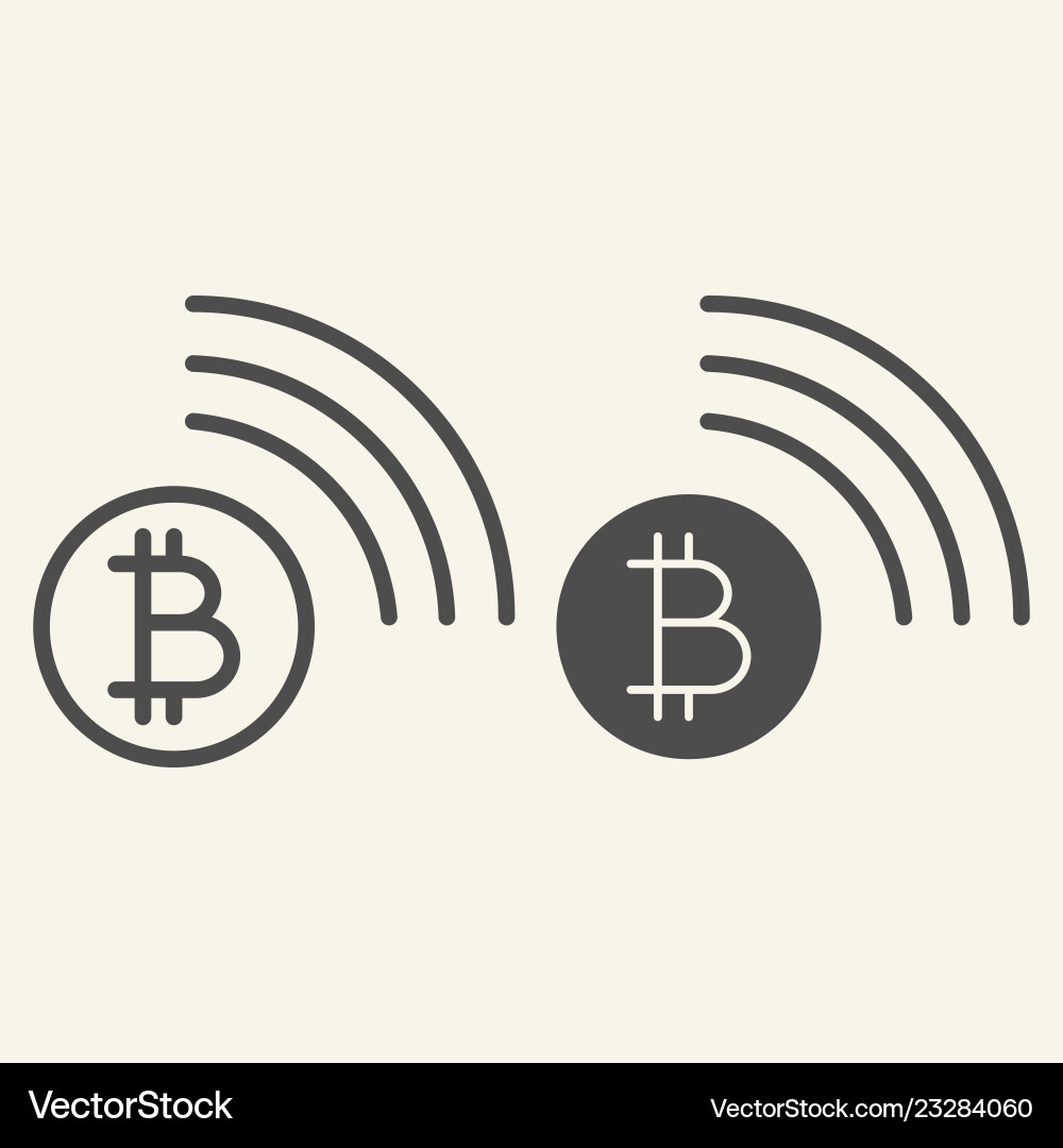 Bitcoin wifi line and glyph icon Royalty Free Vector Image