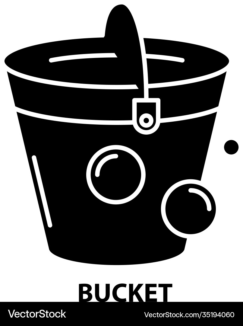 Bucket icon black sign with editable Royalty Free Vector