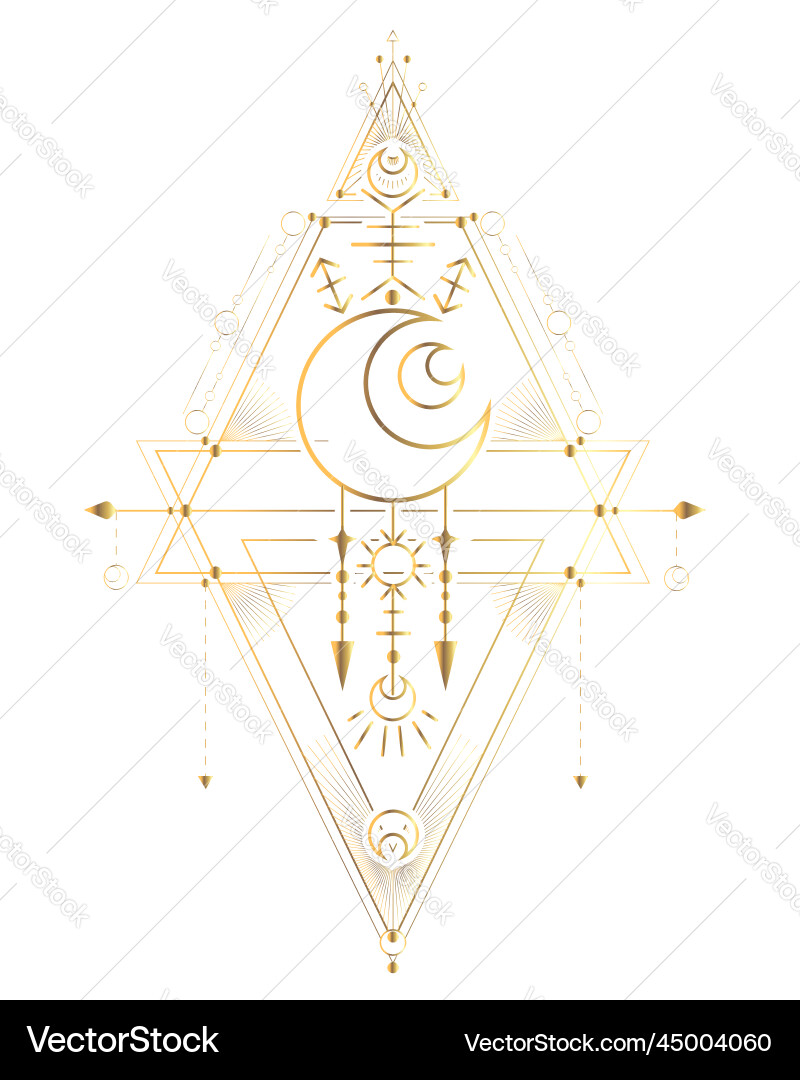 Card with golden esoteric symbol Royalty Free Vector Image