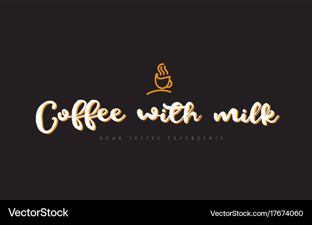 Coffee with milk word text logo cup Royalty Free Vector