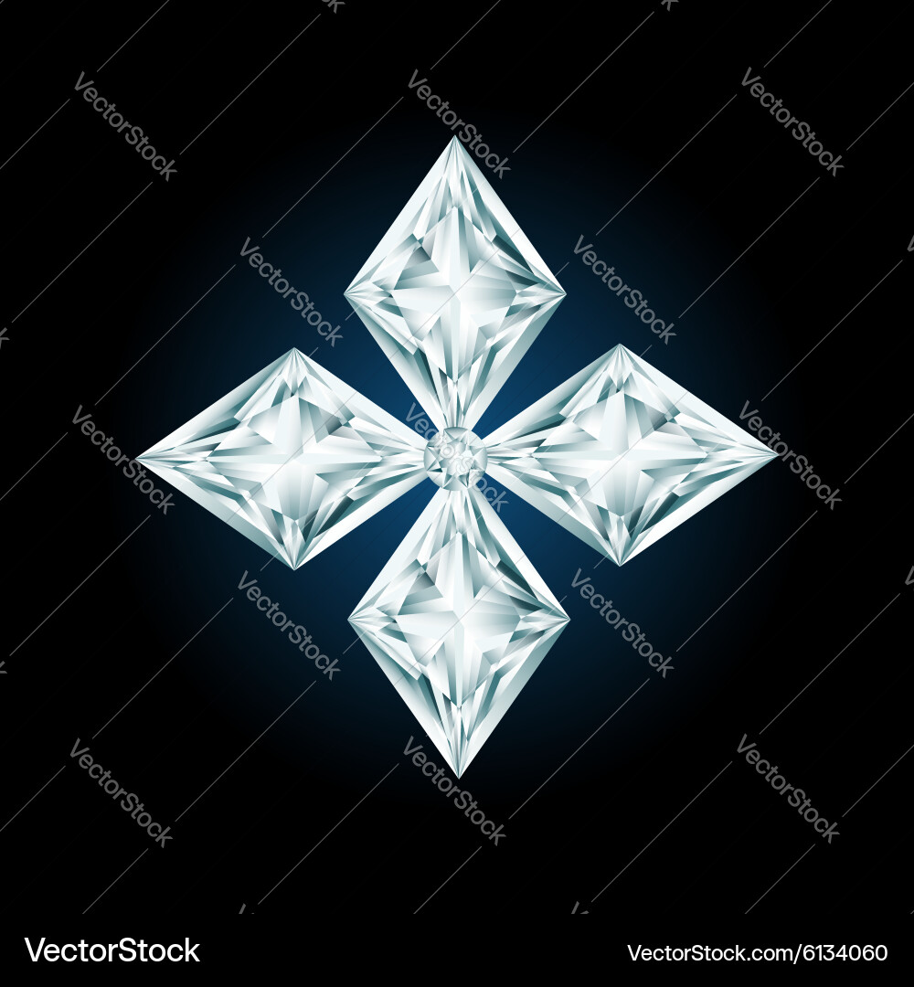 Diamond cross sign on black background Royalty Free Vector
