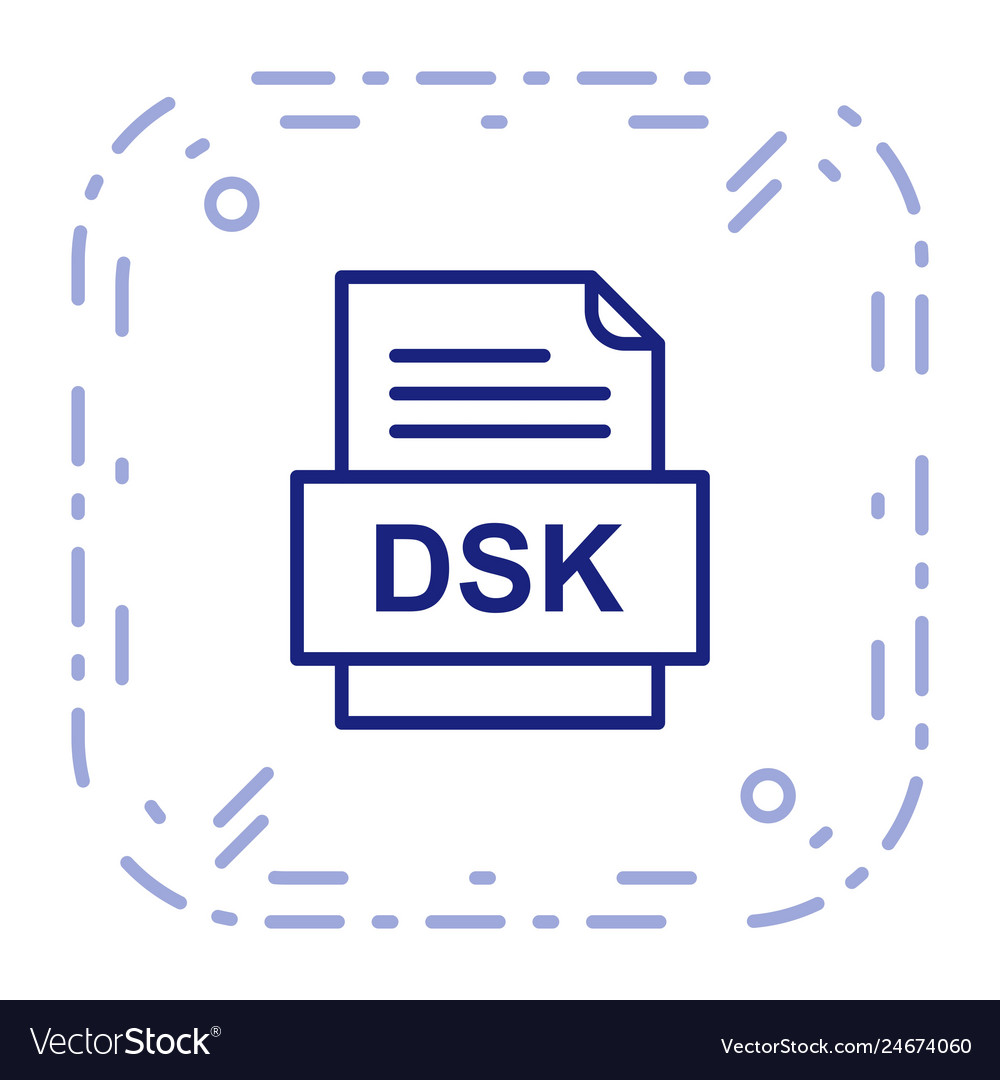 Dsk file document icon Royalty Free Vector Image